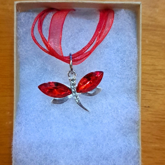 Jewelry | Ruby Crystal Dragonfly Necklace | Poshmark